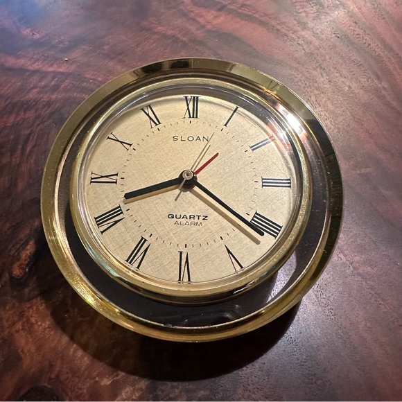 Sloan | Accents | Vintage Brass Acrylic Quartz Desk Clock With Alarm ...